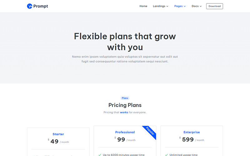Premium Landing Pages | Prompt - Tailwind CSS Multipurpose Landing Page ...